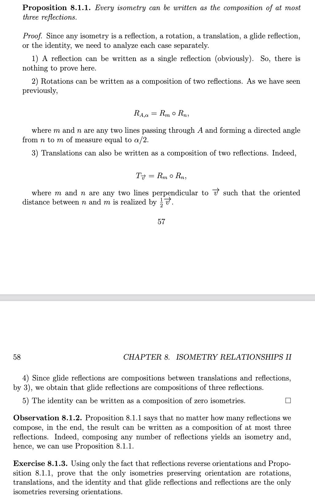 Solved Proposition 8.1.1. ﻿Every isometry can be written as | Chegg.com