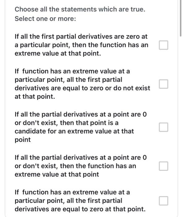 Solved Choose all the statements which are true. Select one | Chegg.com