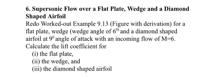 Solved 6. Supersonic Flow over a Flat Plate, Wedge and a | Chegg.com