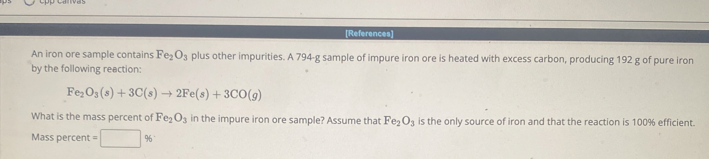 Solved An Iron Ore Sample Contains Fe2o3 ﻿plus Other