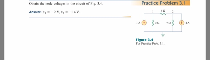 Solved Practice Problem 3.1 Obtain the node voltages in the | Chegg.com