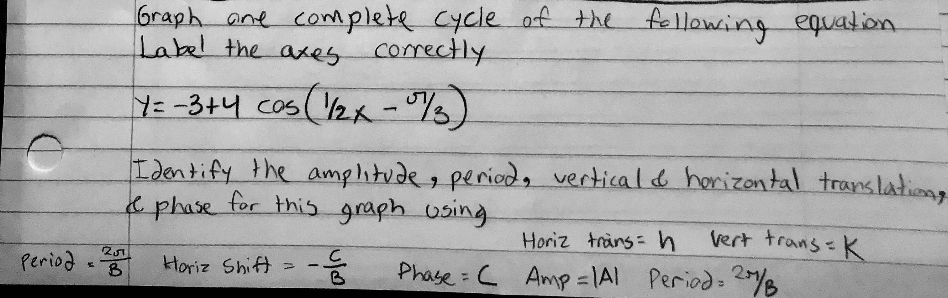 Solved Graph one complete cycle of the following | Chegg.com