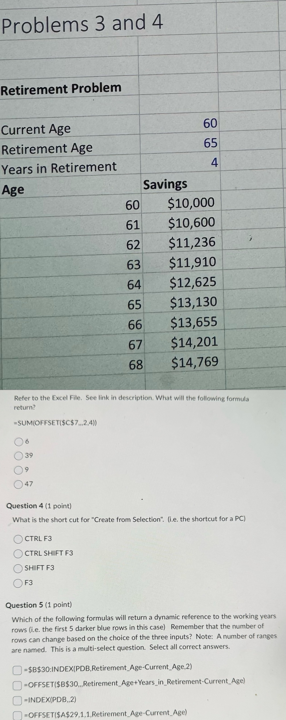Solved Problems 3 ﻿and 4Retirement Problem\table[[Current | Chegg.com