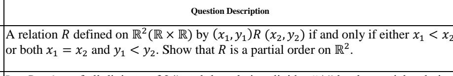 Solved A relation R defined on R2(R×R) by (x1,y1)R(x2,y2) if | Chegg.com