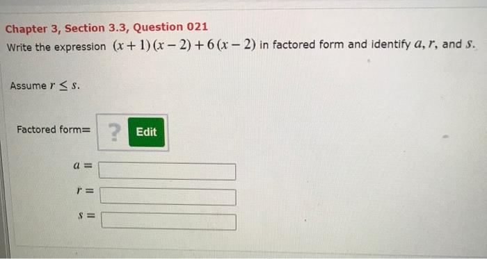 Solved Chapter 3, Section 3.3, Question 021 Write the | Chegg.com