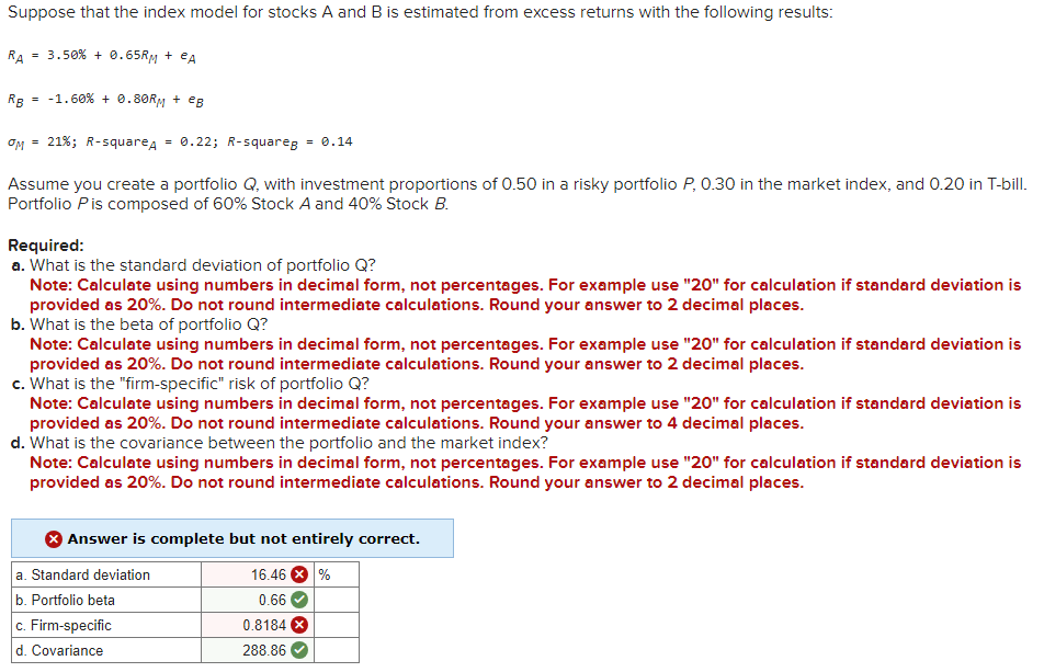 Solved Suppose that the index model for stocks A and B is | Chegg.com