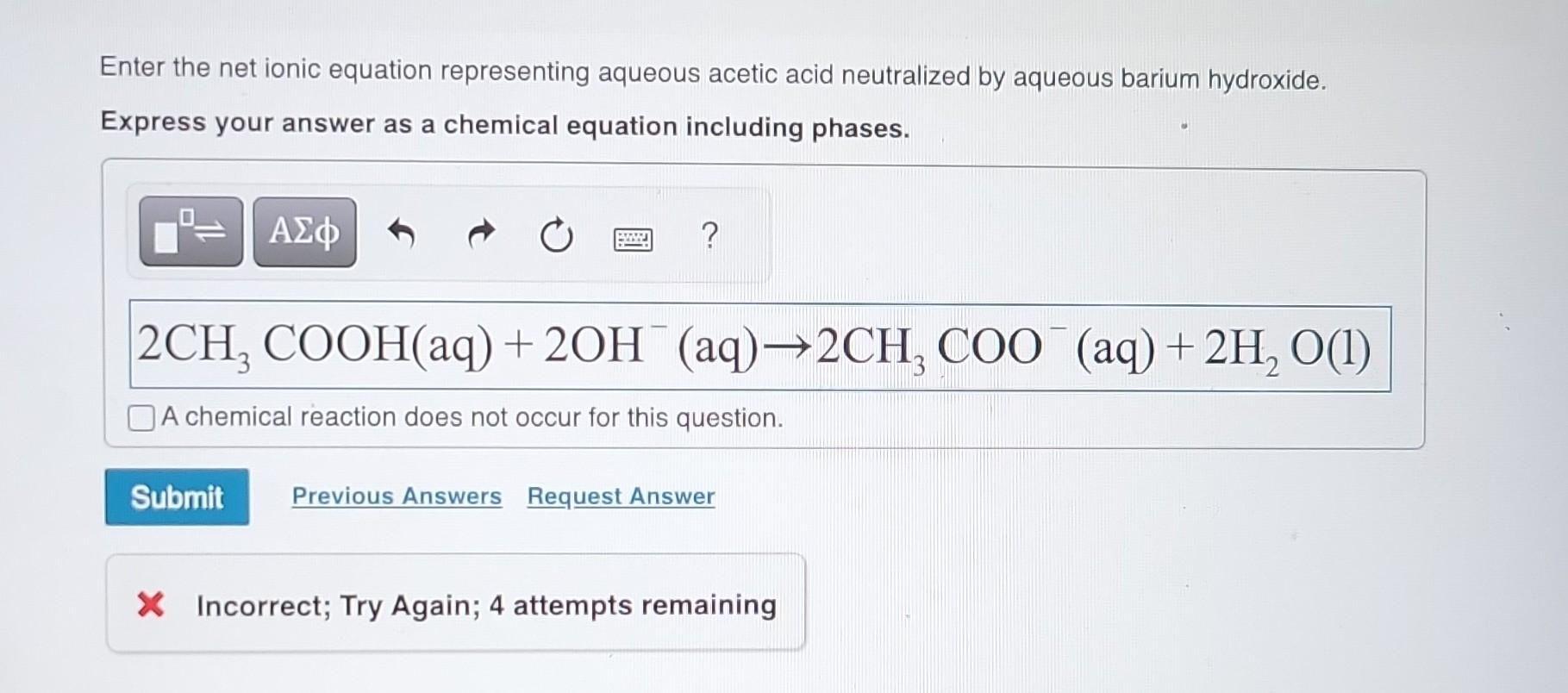 Solved Enter the net ionic equation representing aqueous | Chegg.com
