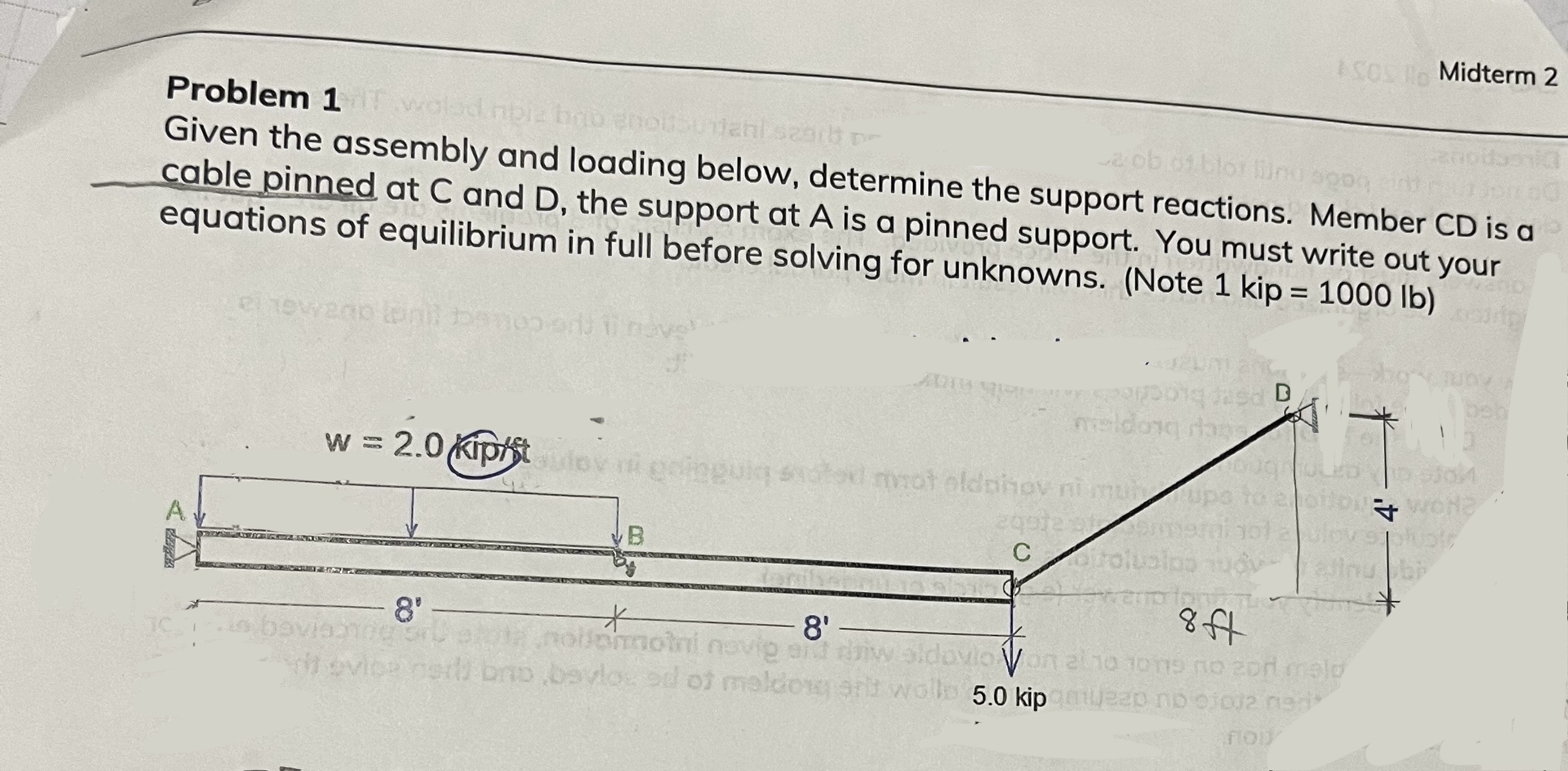 Solved Midterm 2Problem 1Given the assembly and loading | Chegg.com
