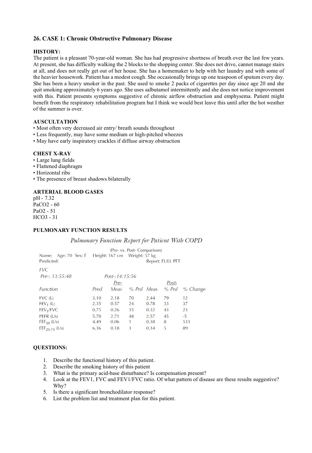 Solved CASE 1: Chronic Obstructive Pulmonary | Chegg.com