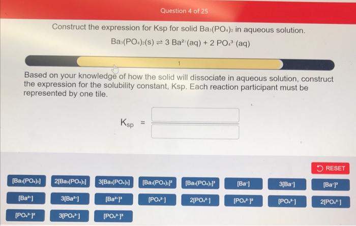 Solved Construct the expression for Ksp for solid Ba3(PO4)2 | Chegg.com