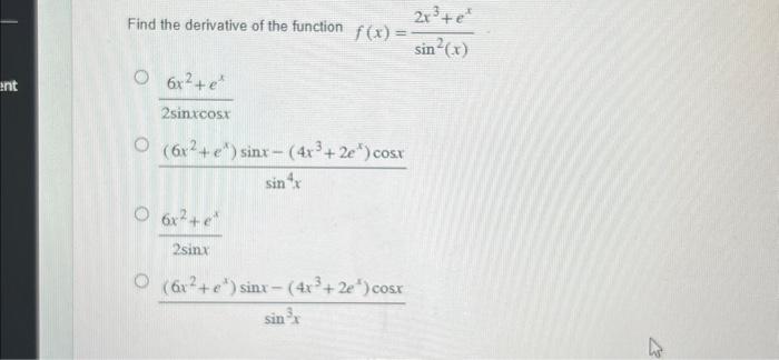 Solved Find the derivative of the function | Chegg.com