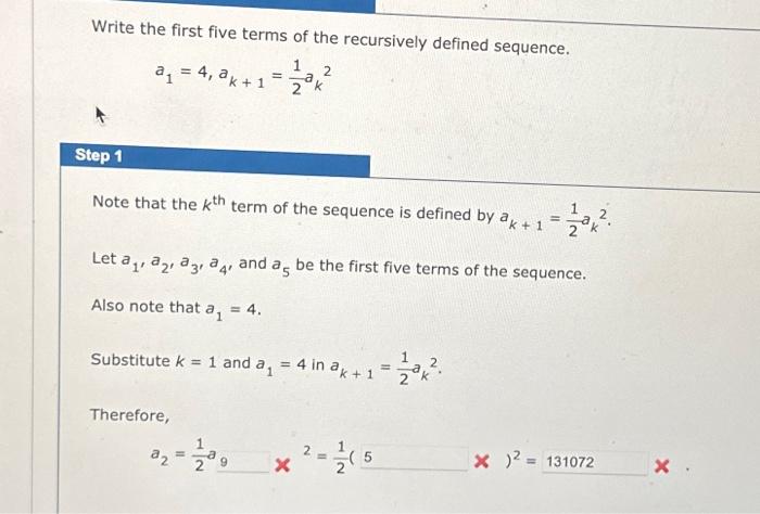 Solved Write the first five terms of the recursively defined | Chegg.com