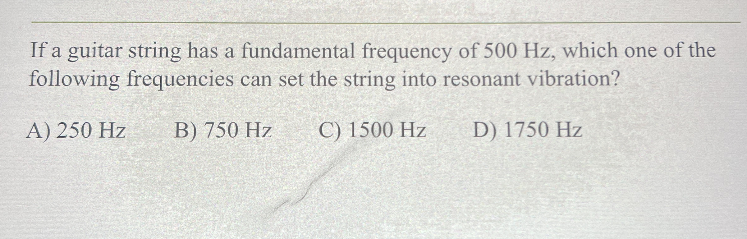 Solved If a guitar string has a fundamental frequency of 500 | Chegg.com