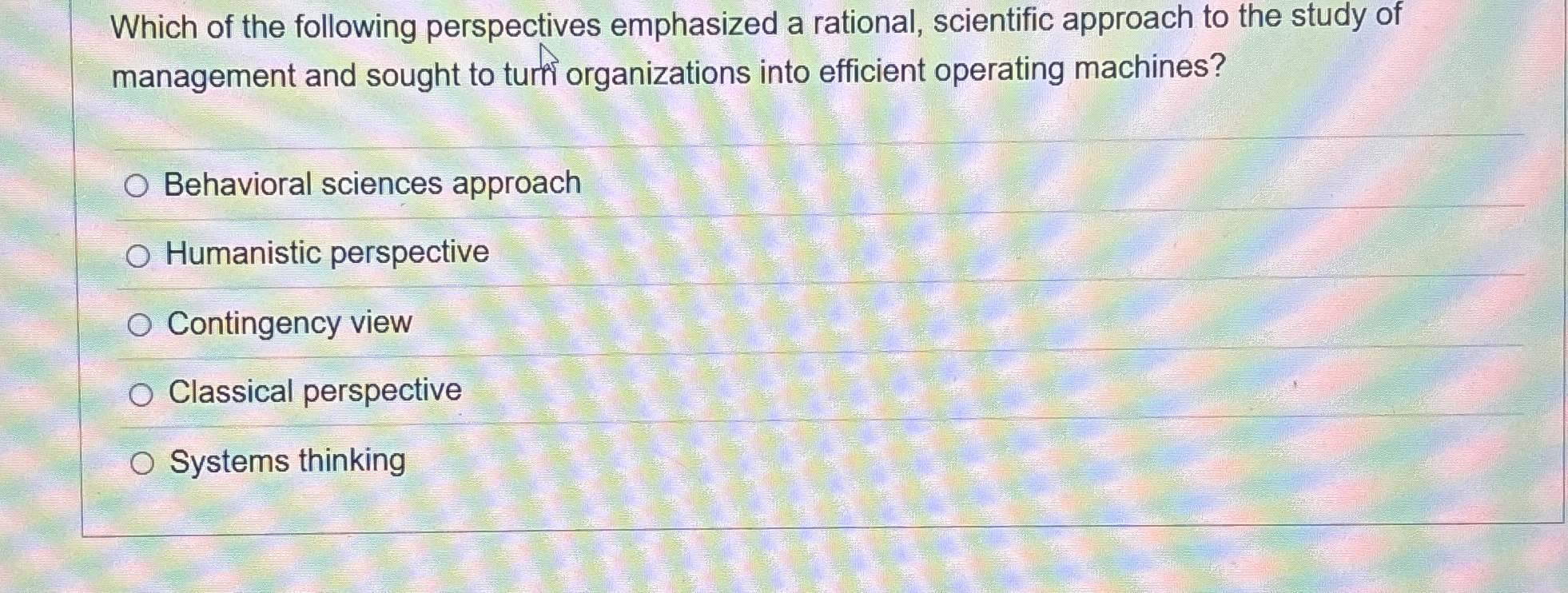 Solved Which of the following perspectives emphasized a | Chegg.com