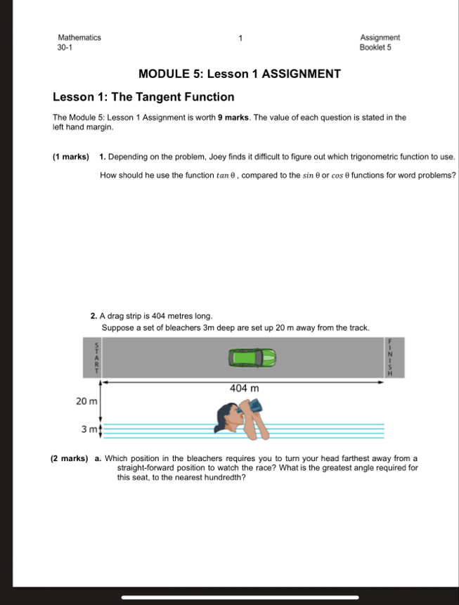Solved Mathematics1Assignment30-1Booklet 5MODULE 5: Lesson 1 | Chegg.com