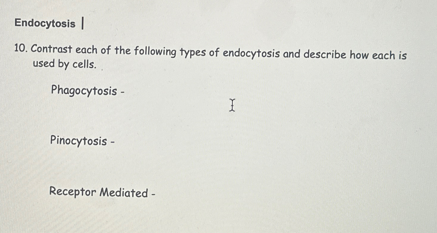 Solved Endocytosis10. ﻿Contrast each of the following types | Chegg.com