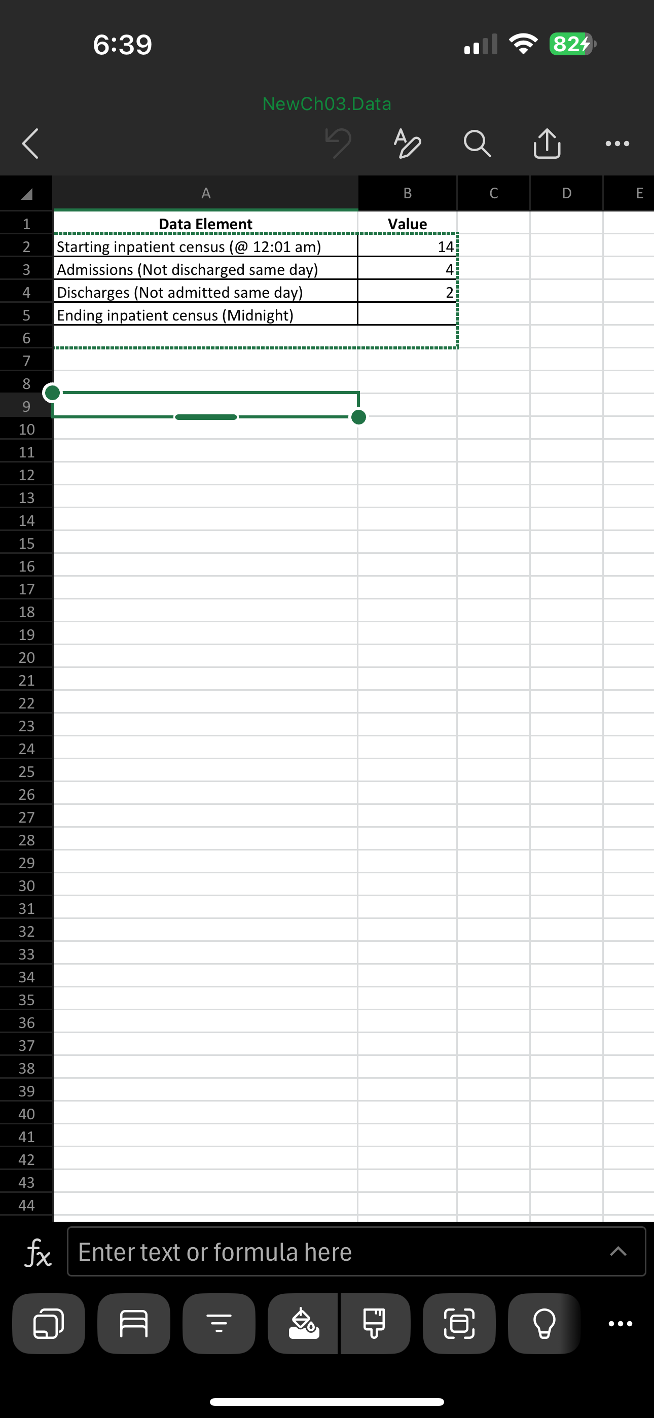 Solved Starting inpatient census (@ 12:01 ﻿am) 14Admissions | Chegg.com
