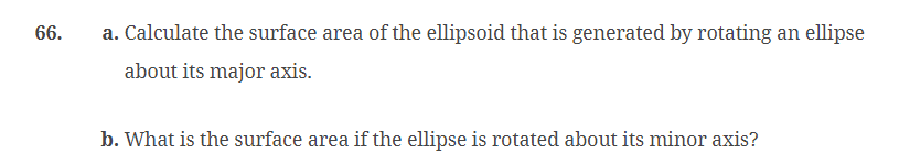 Solved 66. ﻿a. ﻿Calculate the surface area of the ellipsoid | Chegg.com