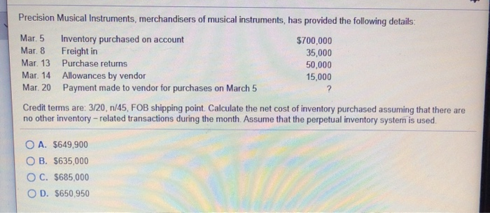 Solved Precision Musical Instruments, merchandisers of | Chegg.com