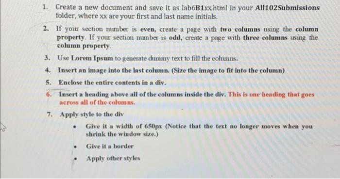 Solved Part A Using Css Columns Property To Create A