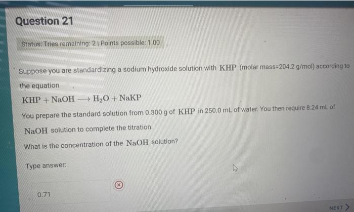Solved Question 21 Status: Tries remaining: 21 Points | Chegg.com