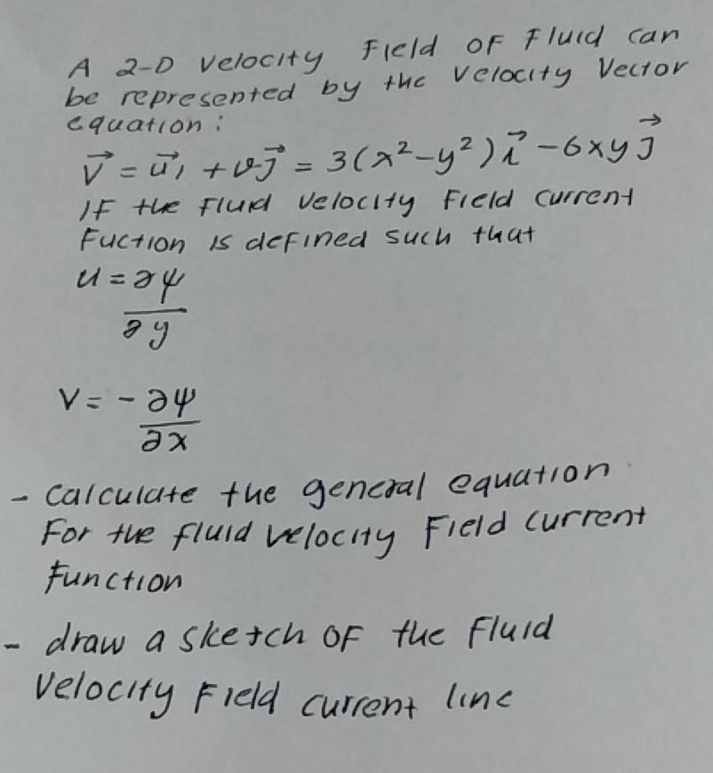Solved A 2-0 Velocity Field of Fluid can be represented by | Chegg.com