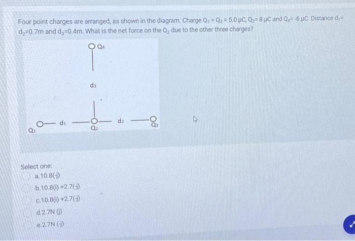 Solved Four point charges are arranged, as shown in the | Chegg.com