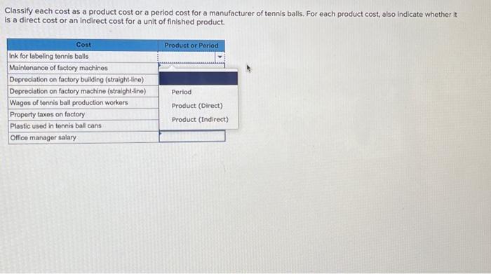 Solved Classify each cost as a product cost or a period cost | Chegg.com