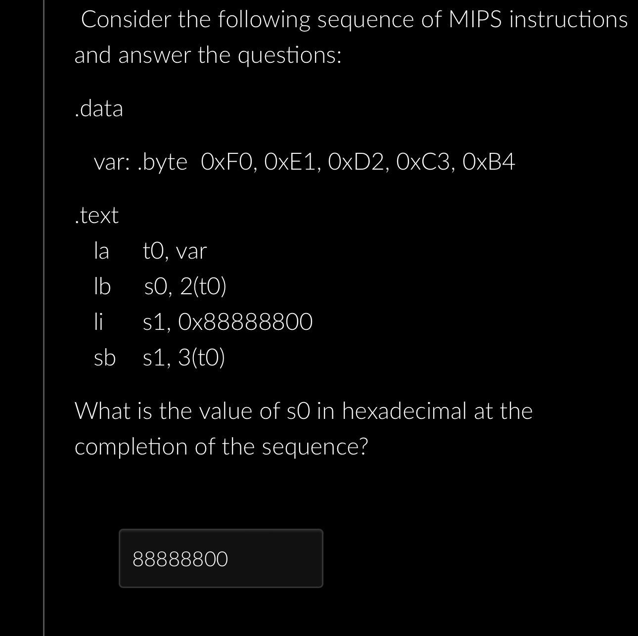 Solved Consider the following sequence of MIPS | Chegg.com