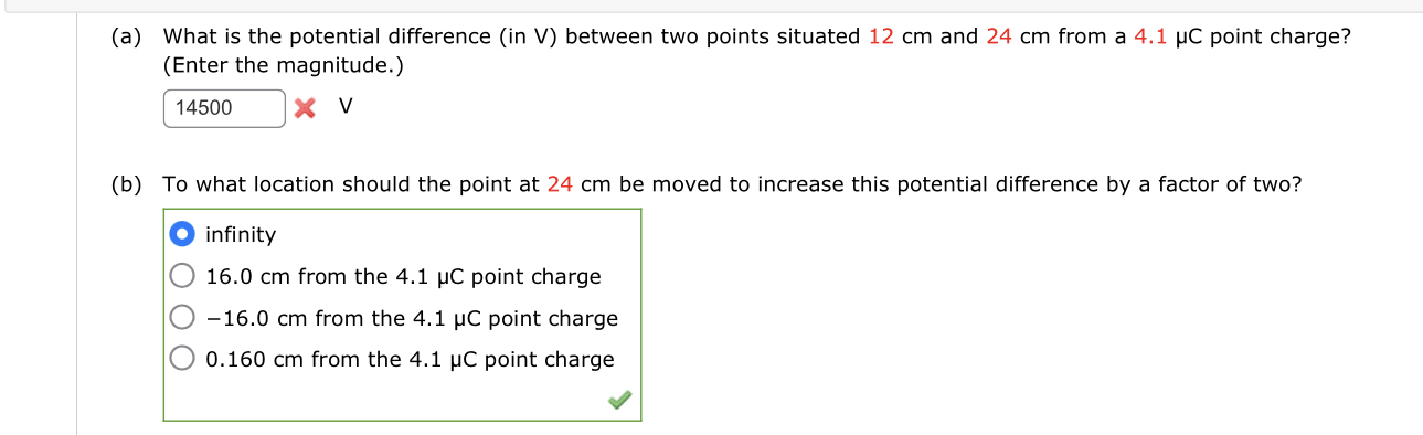Solved (a) ﻿What is the potential difference (in V ) | Chegg.com