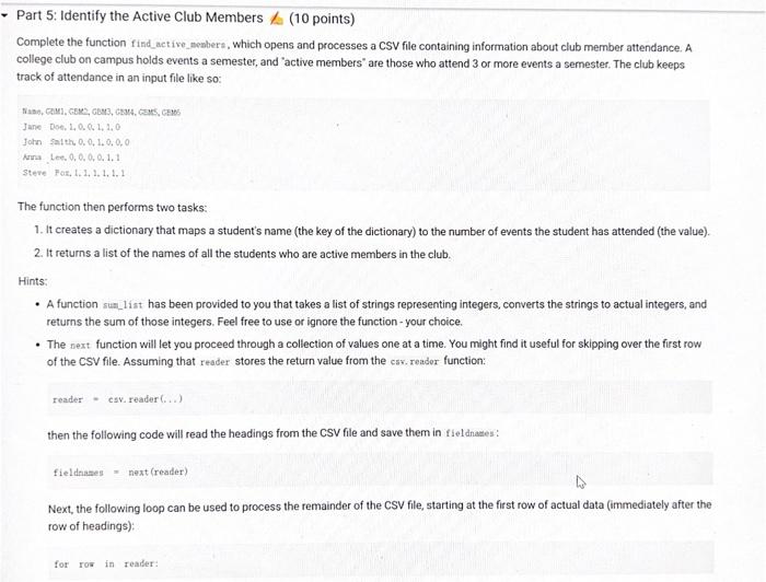 Solved Part 5: Identify the Active Club Members (10 points) | Chegg.com
