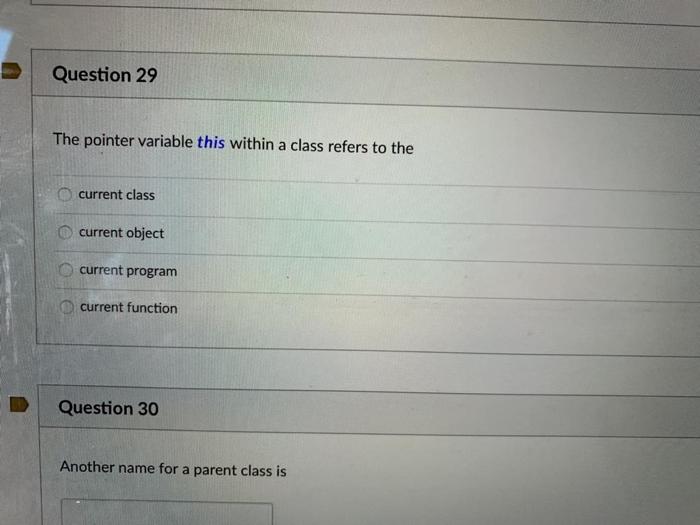 Solved Question 29 The Pointer Variable This Within A Class 