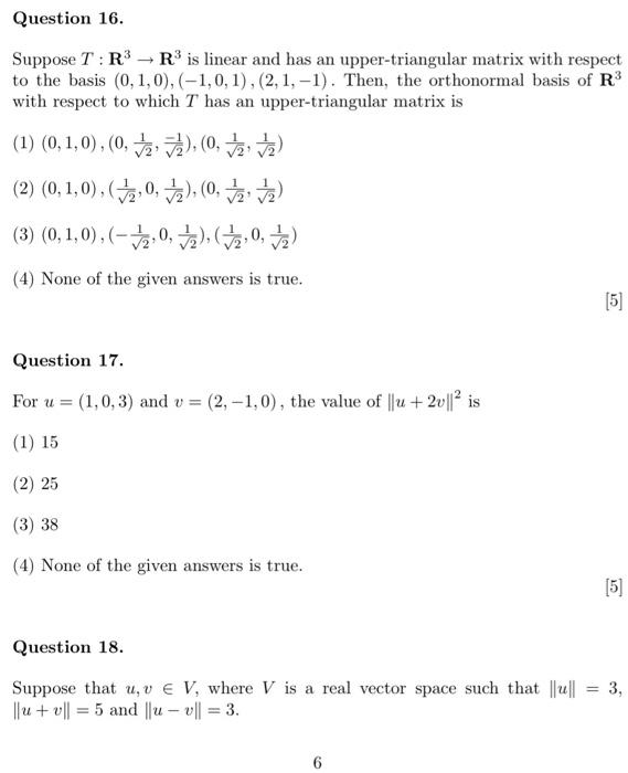 Solved Suppose T:R3→R3 is linear and has an upper-triangular | Chegg.com