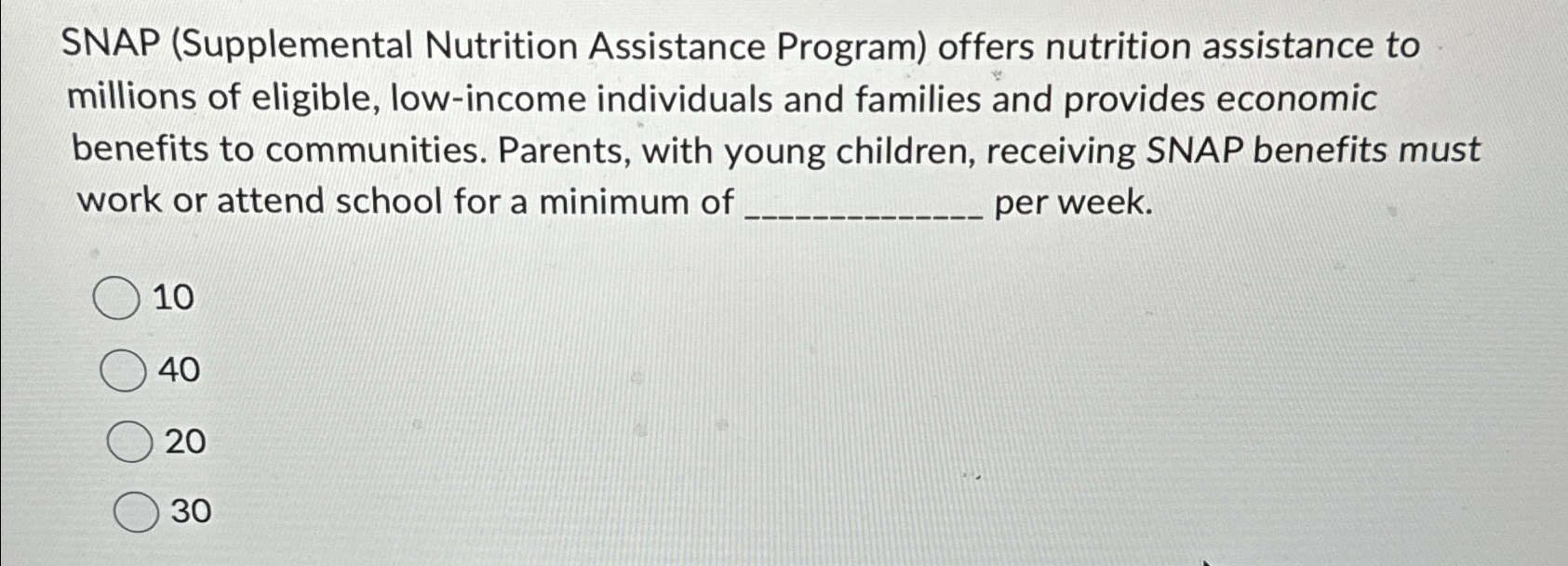 Solved SNAP (Supplemental Nutrition Assistance Program) | Chegg.com