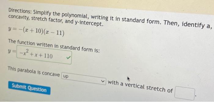 Solved Directions: Simplify the polynomial, writing it in | Chegg.com