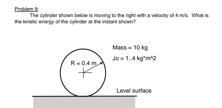 Solved Problem 8: The cylinder shown below is moving to the | Chegg.com