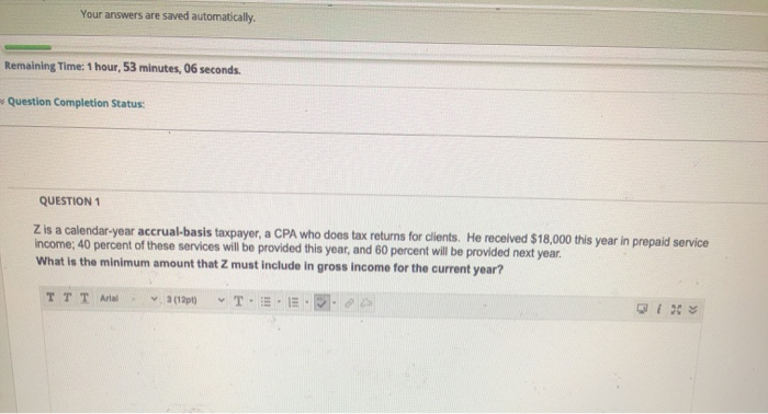 Solved Your answers are saved automatically. Remaining Time: | Chegg.com