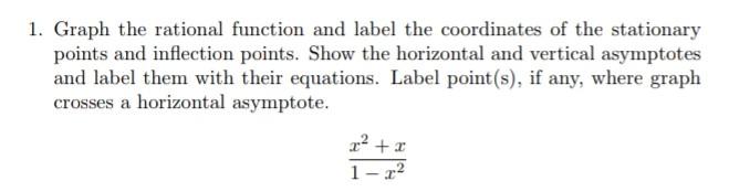 Solved Graph the rational function and label the coordinates | Chegg.com