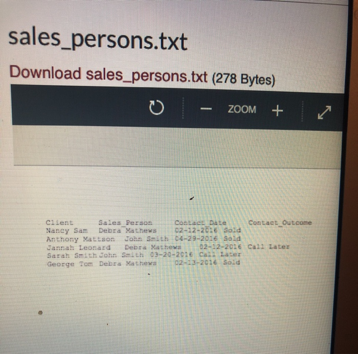 P2. (20 points) The sales information is stored in a | Chegg.com