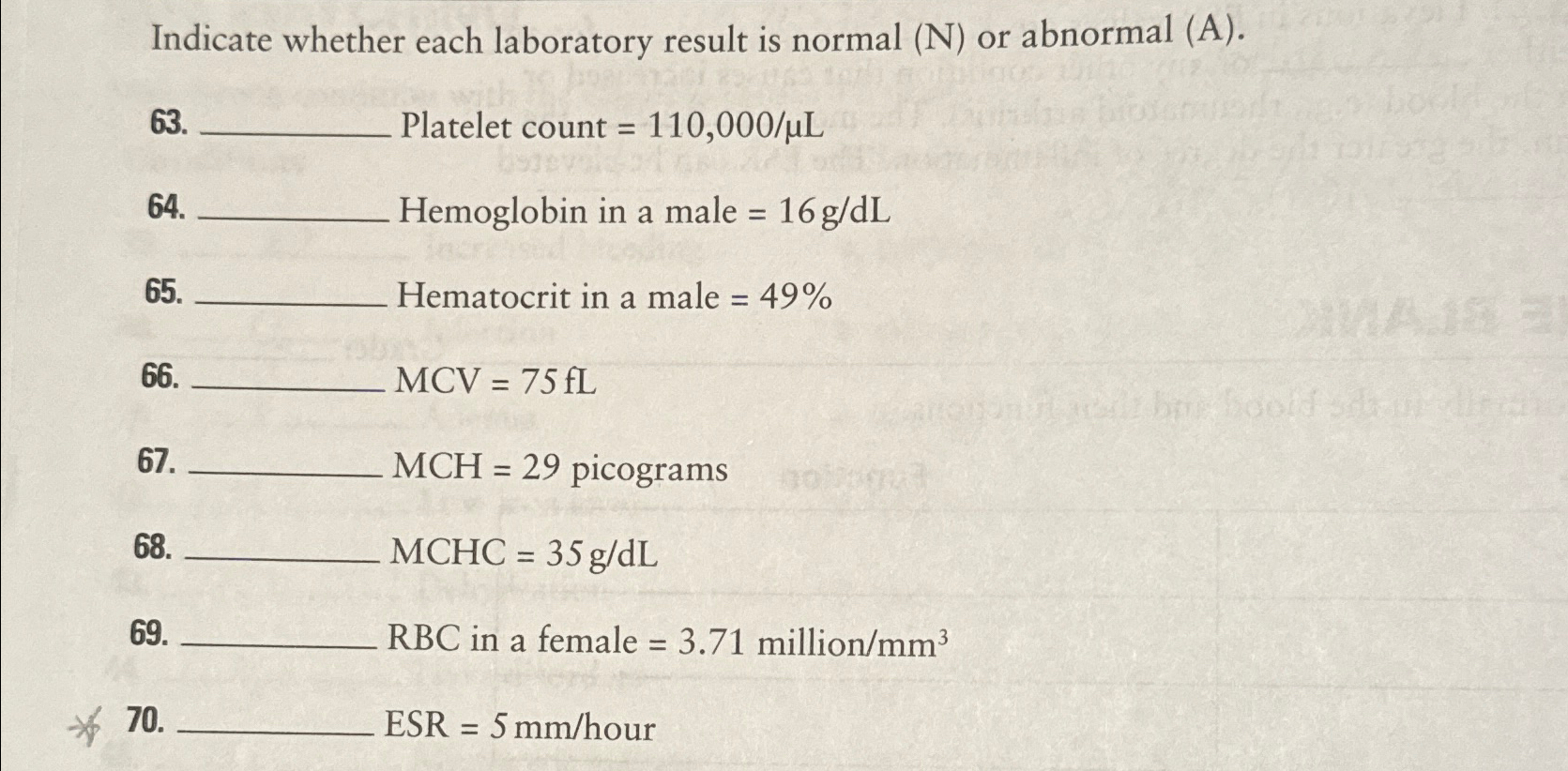 Solved Indicate whether each laboratory result is normal (N) | Chegg.com