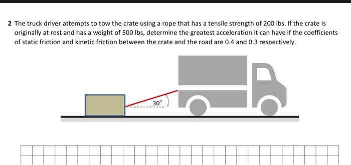 Solved 2 The truck driver attempts to tow the crate using a | Chegg.com