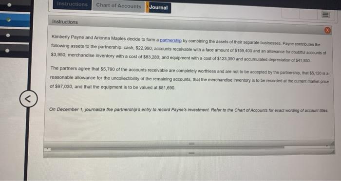 Solved Instructions Chart of Accounts Journal Instructions | Chegg.com