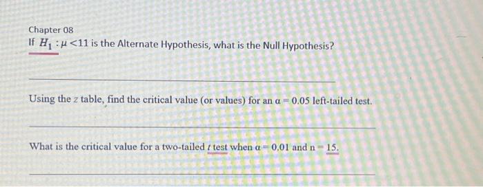 Solved Chapter 08 If H1:μ