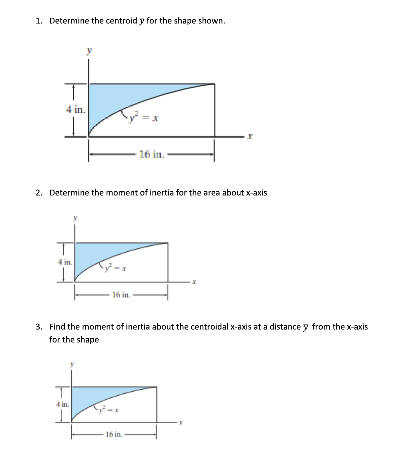 Solved 1. ﻿Determine the centroid \( \bar{y} \) ﻿for the | Chegg.com