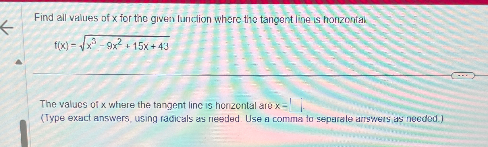 Solved Find all values of x ﻿for the given function where | Chegg.com
