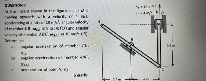 QUESTION 2 The figure shows a member ABC rotating | Chegg.com