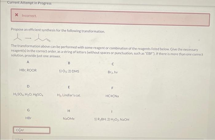 Solved Current Attempt in Progress X Incorrect. Propose an | Chegg.com