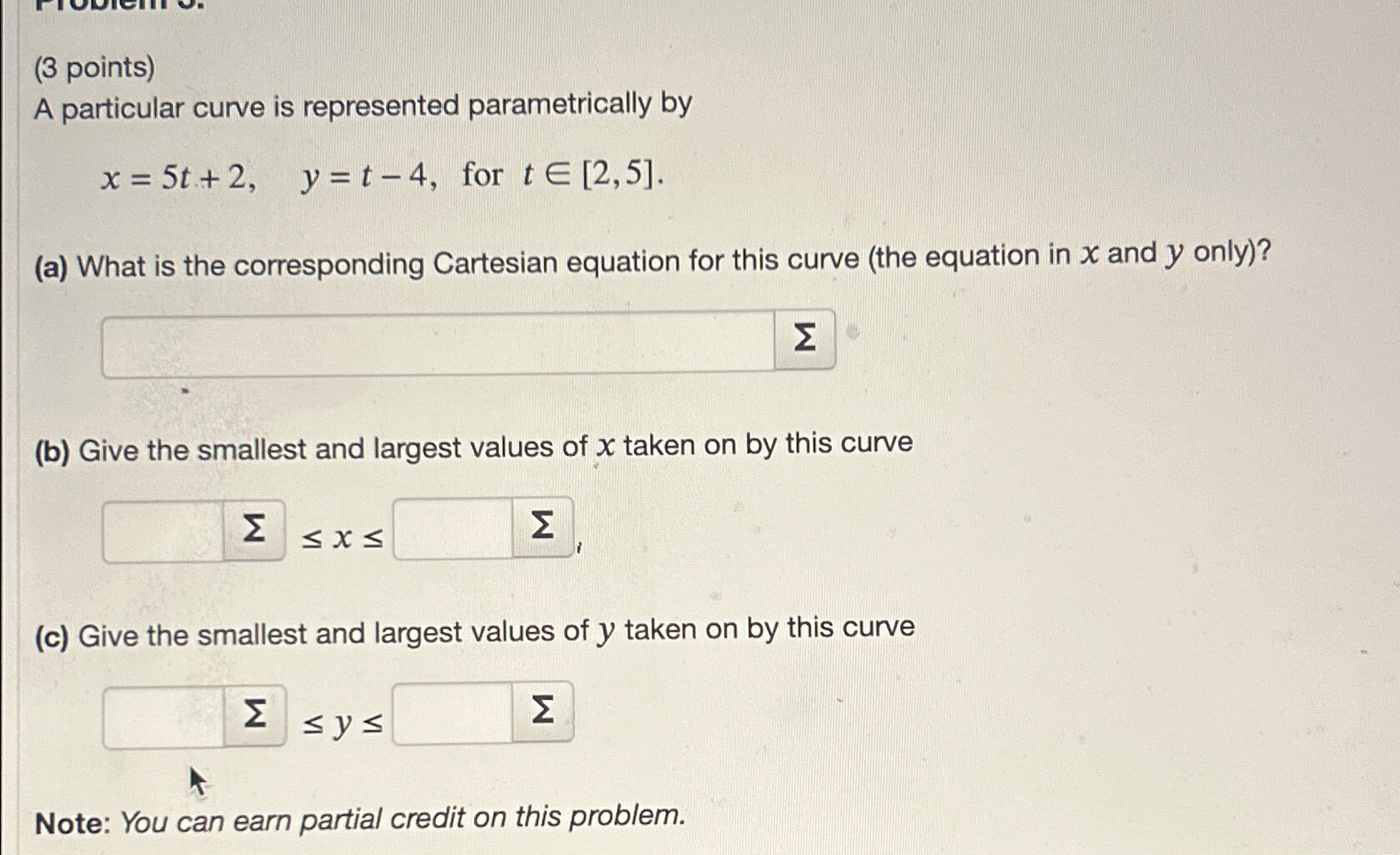 Solved (3 ﻿points)A particular curve is represented | Chegg.com