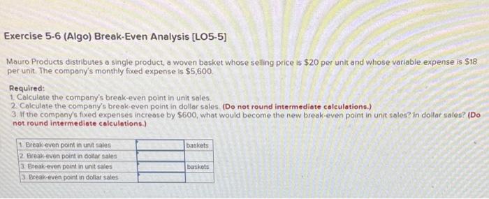 Solved Exercise 5-1 (Algo) The Effect of Changes in Sales | Chegg.com