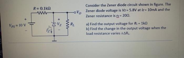 Solved Consider the Zener diode circuit shown in figure. The | Chegg.com